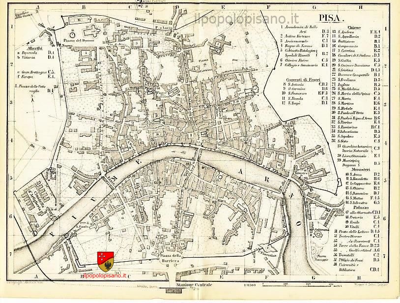 antica mappa di pisa 1877 - Il Popolo Pisano
